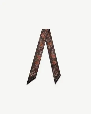 Strathberry Silk Skinny Scarf - Brown