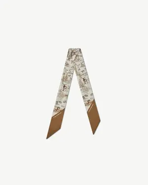 Strathberry Silk Skinny Scarf - Brown