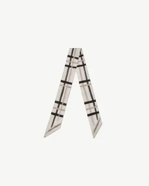 Strathberry Silk Skinny Scarf Neutral