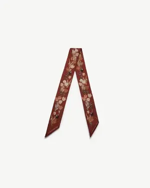 Strathberry Silk Skinny Scarf - Red