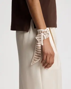 Strathberry Silk Skinny Scarf - White
