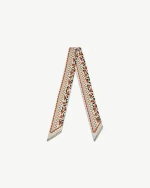 Strathberry Silk Skinny Scarf - White