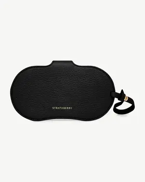 Strathberry Leather Sunglasses Case With Popper Closure - Black