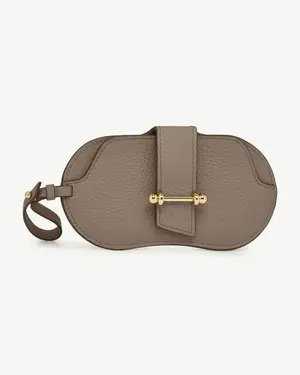 Strathberry Leather Sunglasses Case With Popper Closure - Grey