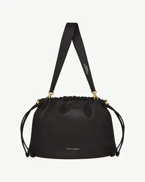 Strathberry Charlotte Midi Drawstring Bucket Bag - Black