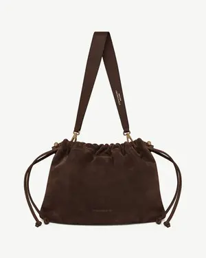 Strathberry Charlotte Midi Drawstring Bucket Bag - Brown