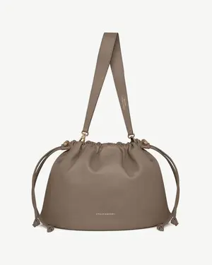 Strathberry Strathberry Charlotte Midi Drawstring Bucket Bag Grey