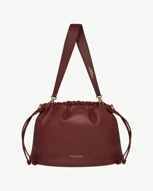 Strathberry Strathberry Charlotte Midi Drawstring Bucket Bag Red