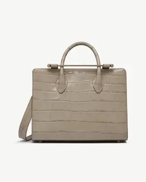 Strathberry Midi Tote Leather Top Handle Bag - Grey