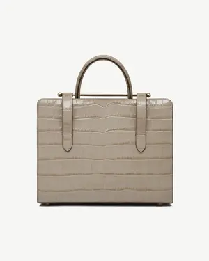 Strathberry Midi Tote Leather Top Handle Bag - Grey