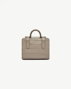Strathberry Nano Tote Top Handle Leather Mini Tote Bag - Grey