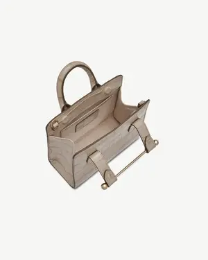 Strathberry Nano Tote Top Handle Leather Mini Tote Bag - Grey