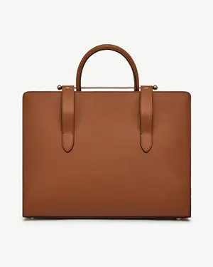 Strathberry Leather Tote Bag With Music Bar Closure - Brown