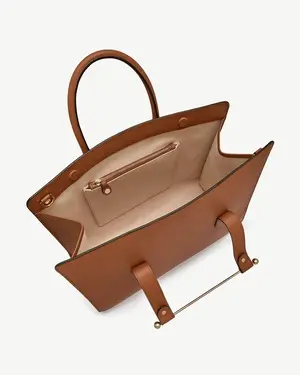 Strathberry Leather Tote Bag With Music Bar Closure - Brown