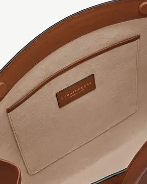 Strathberry Leather Tote Bag With Music Bar Closure - Brown