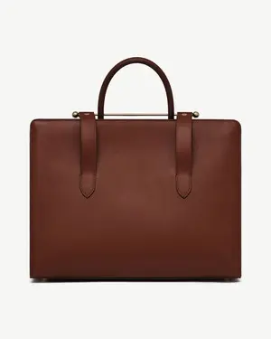 Strathberry Leather Tote Bag With Music Bar Closure - Brown
