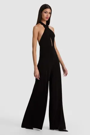 Alice + Olivia Evelina Halter Wide Leg Jumpsuit
