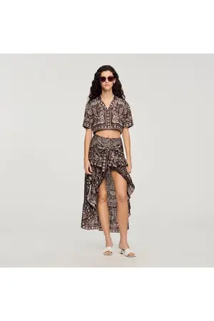 Sandro Bandana Print Cropped Shirt - Red