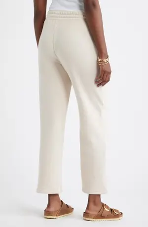 Caslon Cotton Blend French Terry Drawstring Cropped Pants - Beige Shell