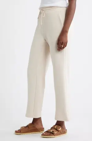 Caslon Cotton Blend French Terry Drawstring Cropped Pants - Beige Shell