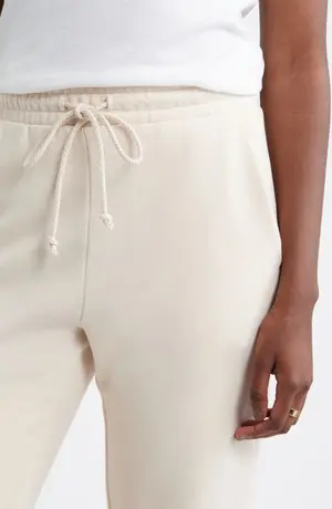 Caslon Cotton Blend French Terry Drawstring Cropped Pants - Beige Shell