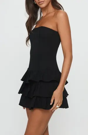 Princess Polly Valentia Tiered Ruffle Strapless Mini Dress