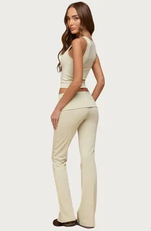 EDIKTED Ribbed Scoop Neck Cropped Tank - Sage