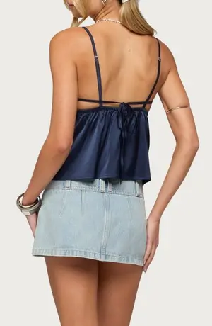 EDIKTED Blanca Lace Trim Satin Camisole