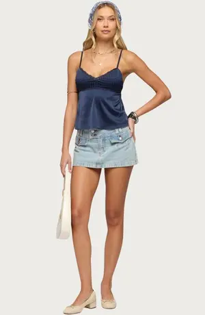 EDIKTED Blanca Lace Trim Satin Camisole