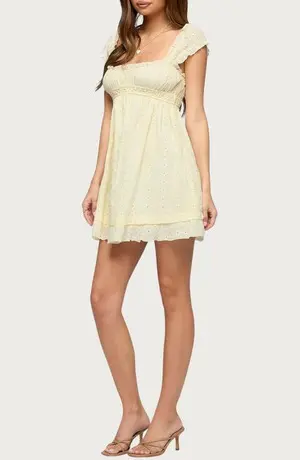 EDIKTED Eyelet Ruffle Babydoll Minidress