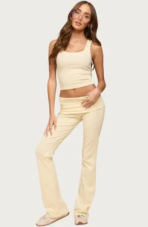EDIKTED Ribbed Square Neck Cropped Tank