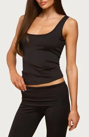 EDIKTED Kiarra Scoop Neck Tank - Black