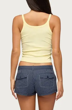 EDIKTED Basic Babe Stretch Cotton Crop Camisole - Yellow