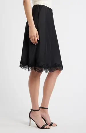 TAHARI ASL Lace Trim Satin Slip Skirt