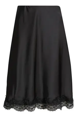 TAHARI ASL Lace Trim Satin Slip Skirt