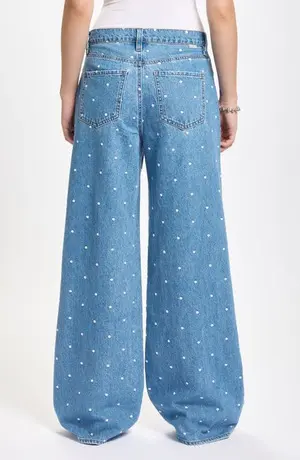 DAZE The Wanderer Polka Dot High Waist Wide Leg Jeans