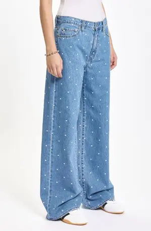 DAZE The Wanderer Polka Dot High Waist Wide Leg Jeans