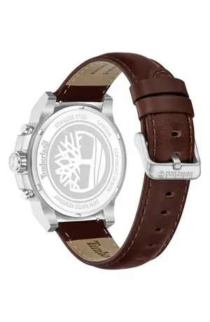 Timberland Fast Strike Chronograph Stainless Steel Watch With Leather Strap - Tan