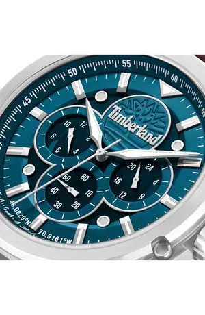 Timberland Fast Strike Chronograph Stainless Steel Watch With Leather Strap - Tan