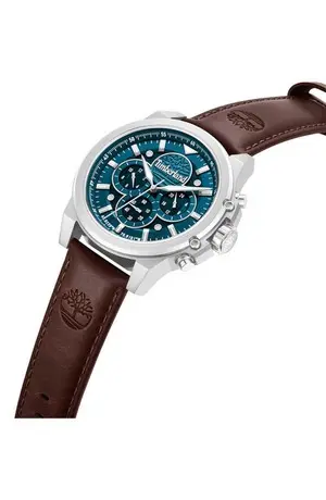 Timberland Fast Strike Chronograph Stainless Steel Watch With Leather Strap - Tan