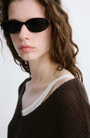 Mango V-neck Shaker-stitch Sweater With Dropped Shoulders