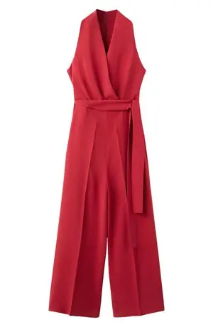 Mango Sleeveless Jumpsuit With Surplice V-neck And Removable Sash