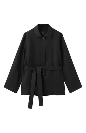Mango Belted Linen Jacket - Black