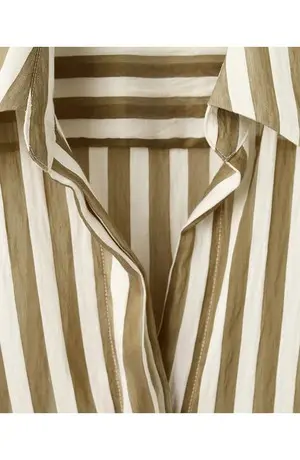 Mango Striped Semisheer Woven Shirt - Khaki