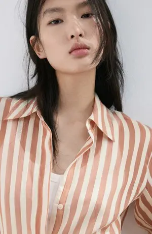 Mango Striped Semisheer Woven Shirt