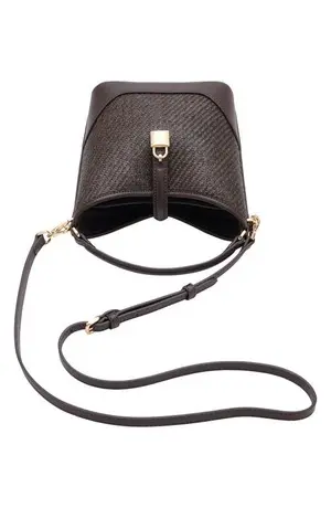 Mango Small Raffia Bucket Bag With Gold Tone Clasp