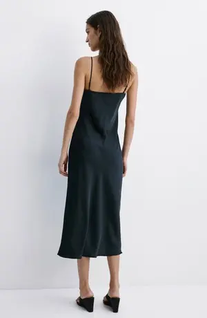 Mango Lace Trimmed Satin Midi Slipdress