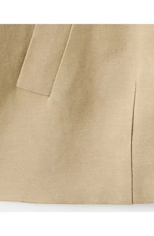Mango Linen Blend Zip-up Jacket With Band Collar