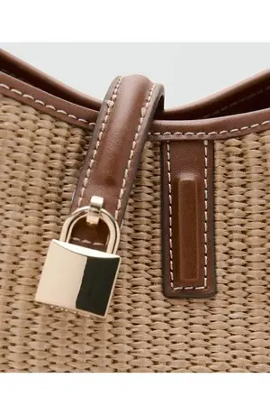 Mango Contrasting Canvas & Faux Bucket Bag