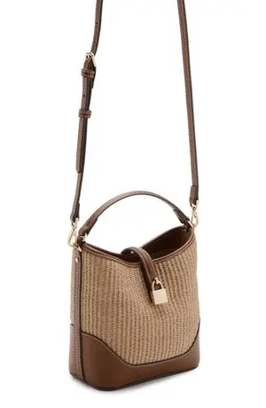 Mango Contrasting Canvas & Faux Bucket Bag